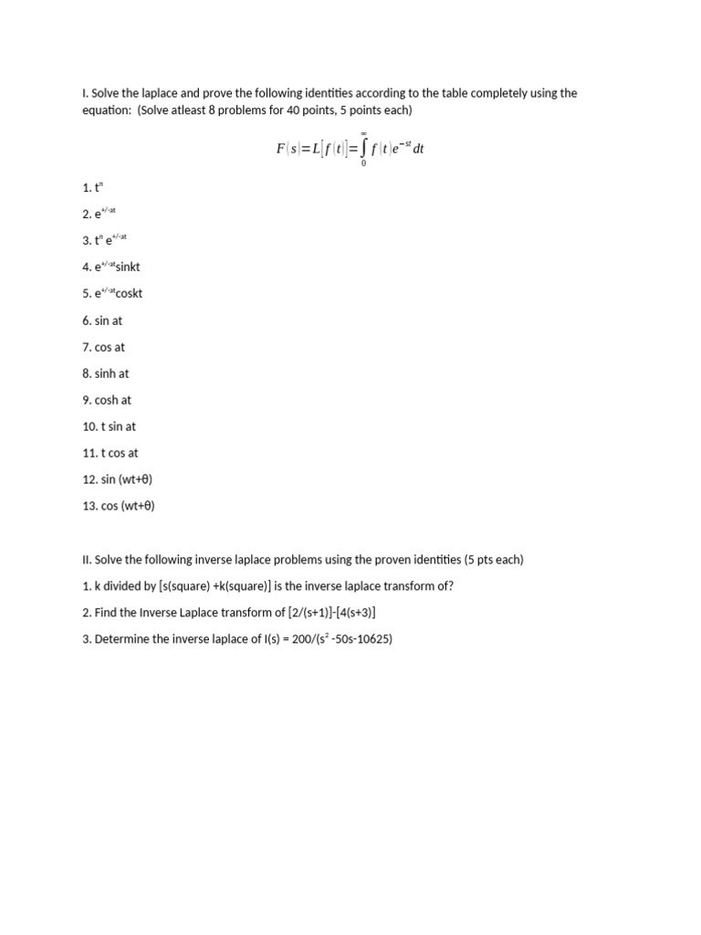 Quiz 3 Laplace Transform | PDF