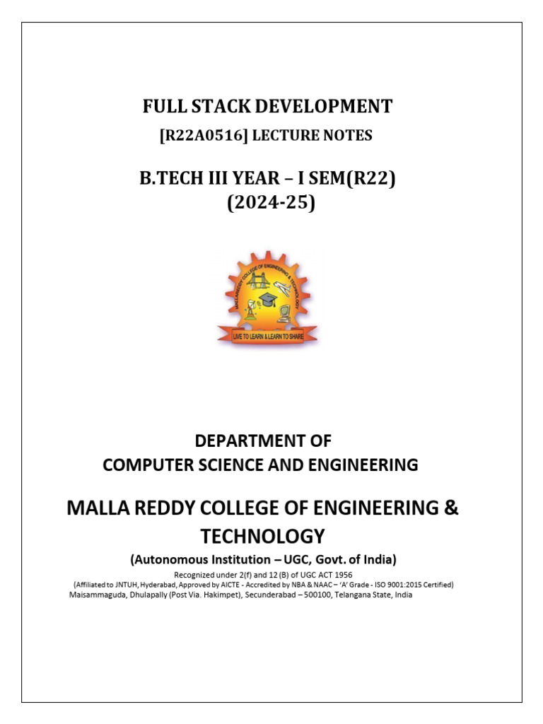Full Stack Development (R22a0512) | PDF | Html Element | Html