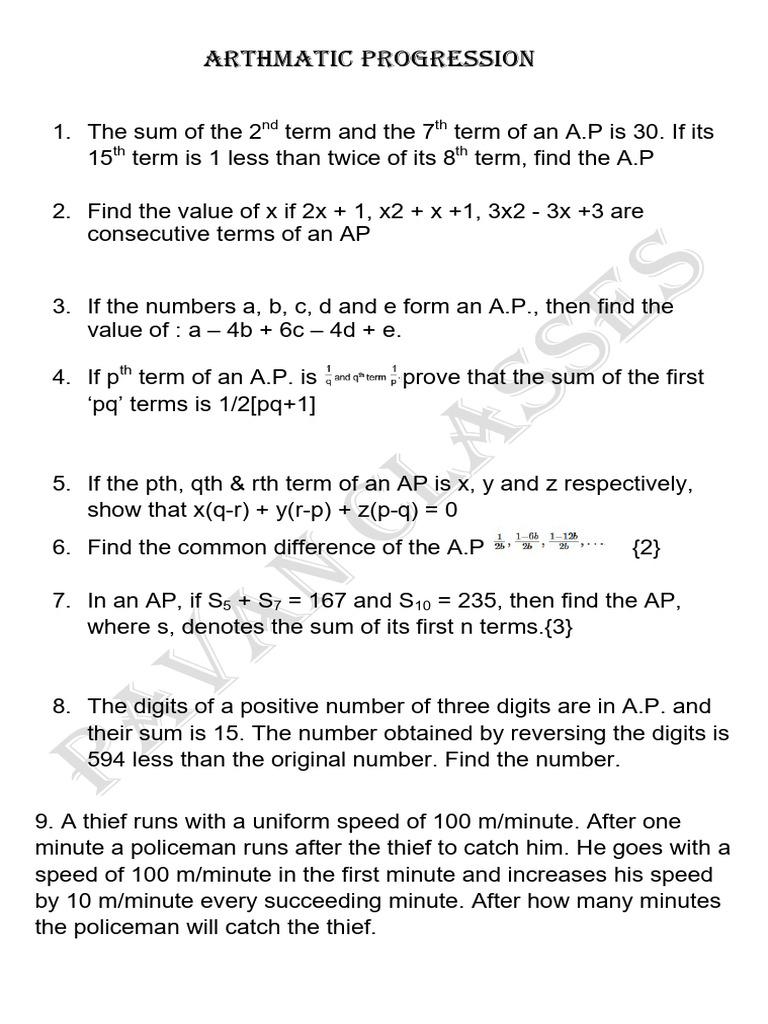 Solving Arithmetic Progression Problems | PDF