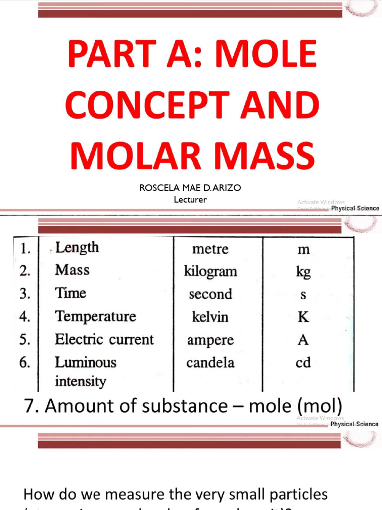 Part A MOLE CONCEPT AND MOLAR MASS | PDF