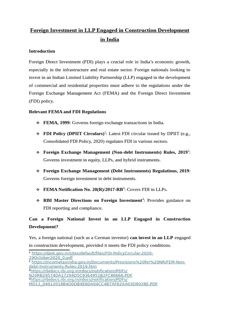 NRI Investment in Indian Construction LLPs | PDF | Limited Liability ...