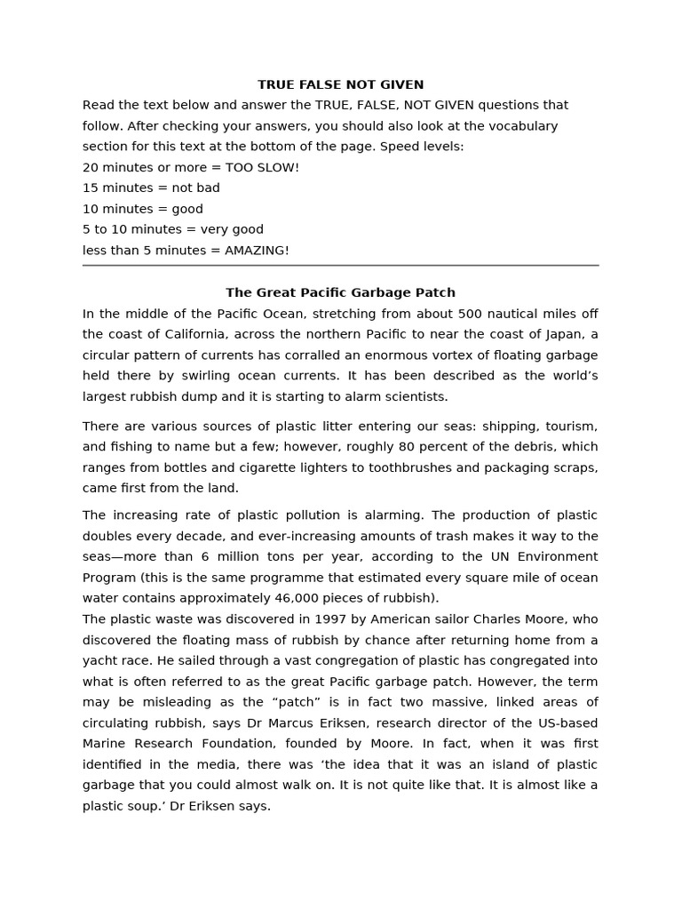 True False Not Given Reading Ielts | PDF | Cubism | Marsupials