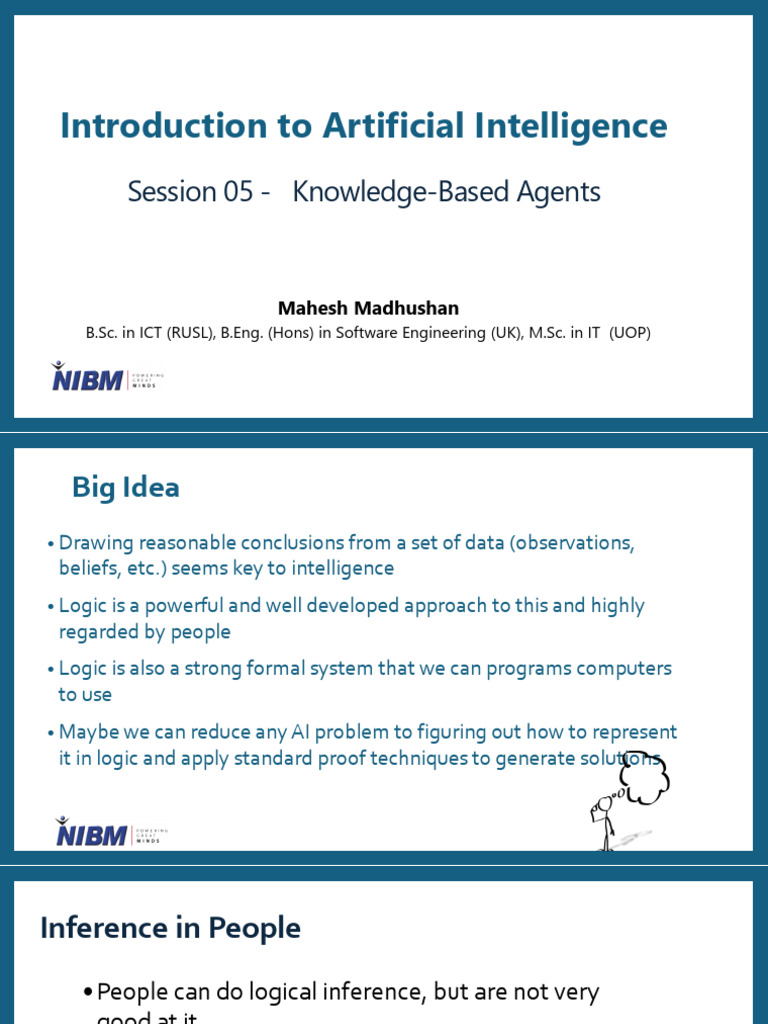 Lecture 05 - Knowledge-Based Agents | PDF | Knowledge Representation And Reasoning | Logic
