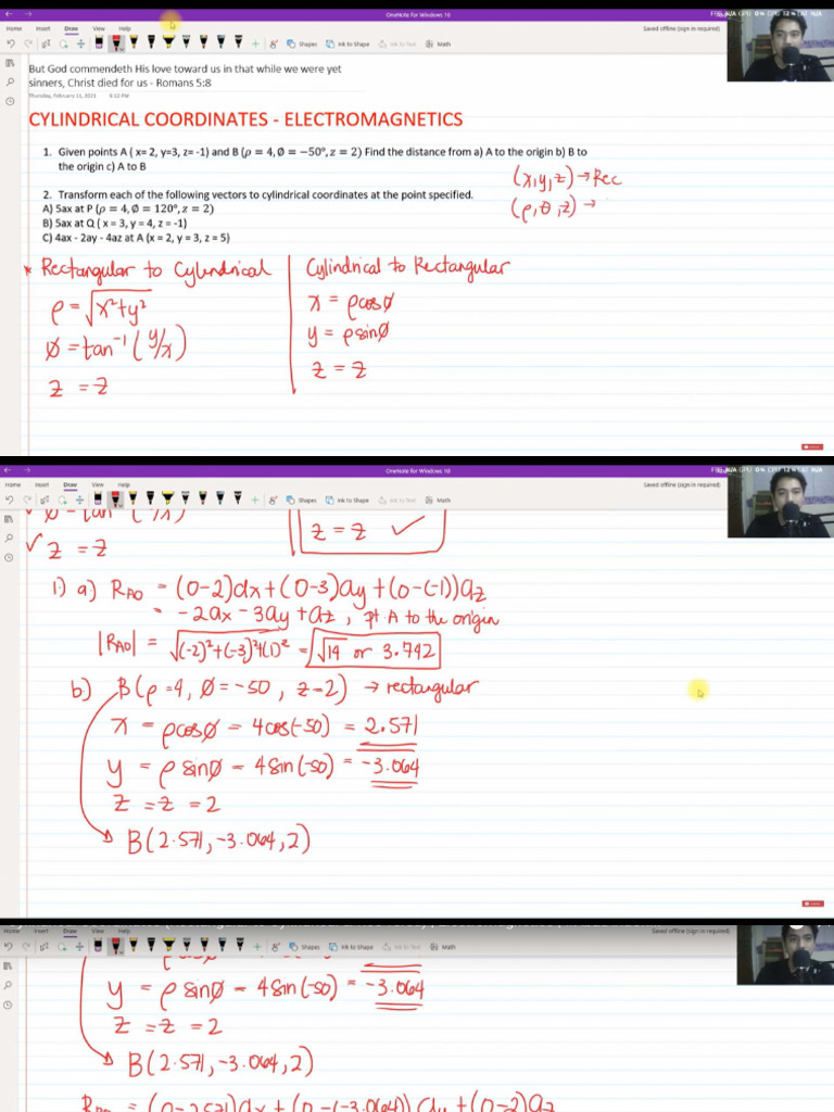 The Cylindrical and Rectangular Coordinates System | PDF