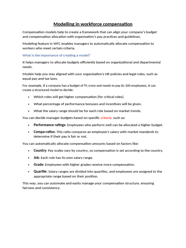 Workforce Compensation Modeling Guide | PDF | Cost Of Living | Employment