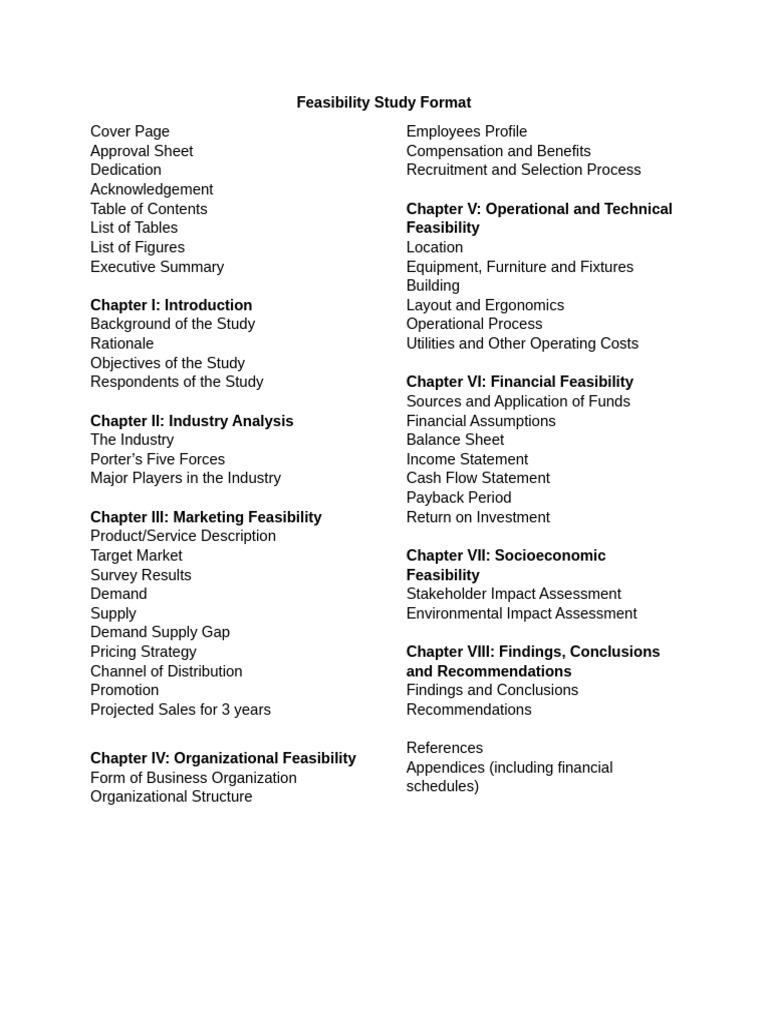 Feasibility Study Format | PDF | Feasibility Study | Economies