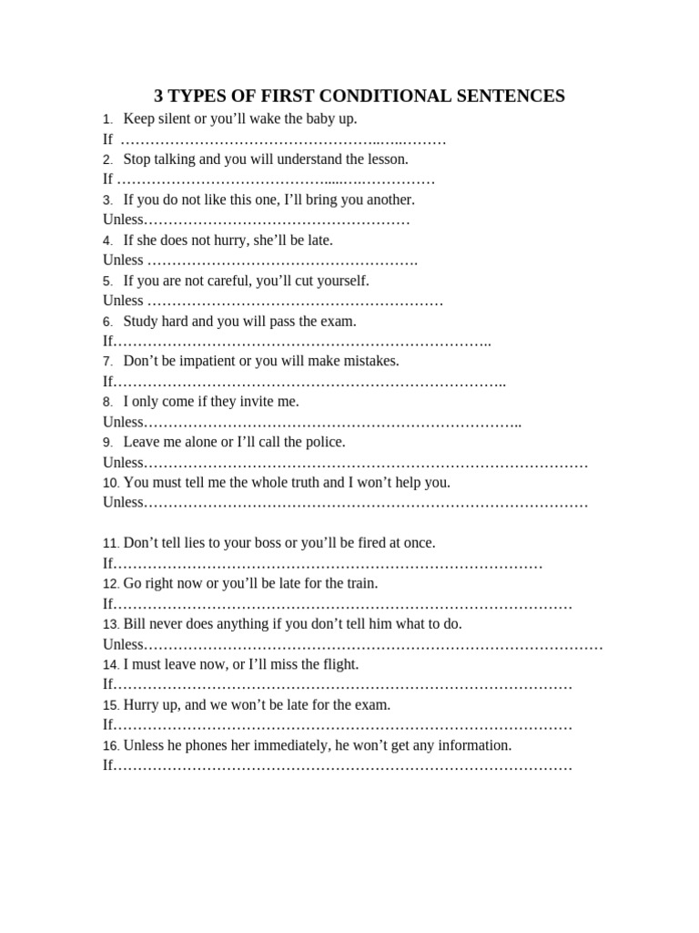 3 TYPES OF FIRST CONDITIONAL SENTENCES | PDF