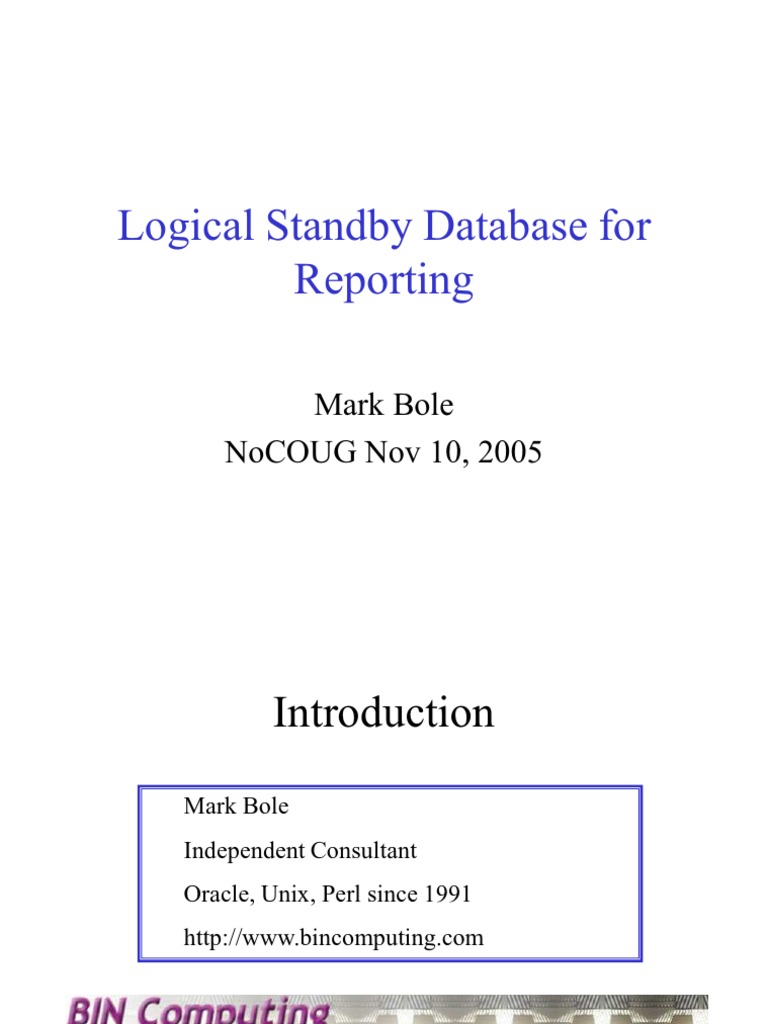 Logical Standby For Reporting FCR | PDF | Oracle Database | Data ...
