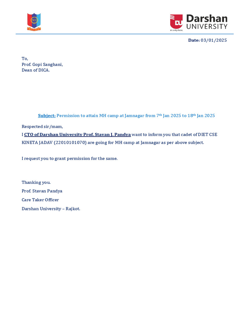 Camp Permission | PDF