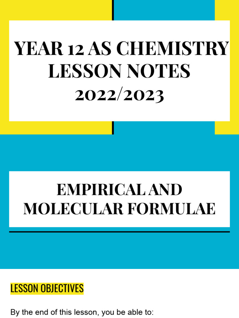 Year 12 AS Chemistry Lesson Notes | PDF | Chemical Equilibrium ...