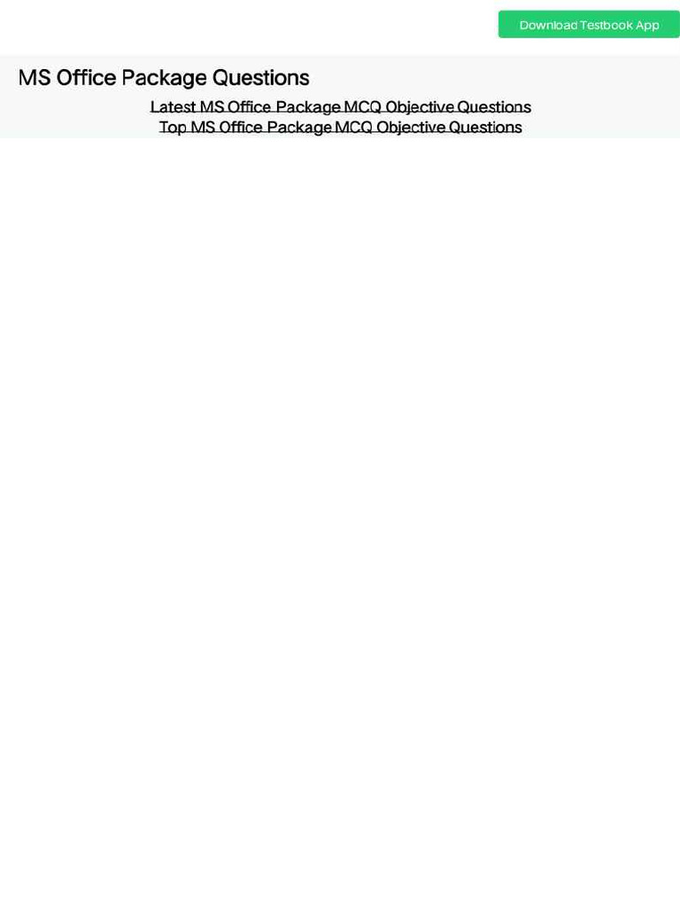 MCQ On Ms Office Package 639c0f12a448e3081fd0d6ec | PDF