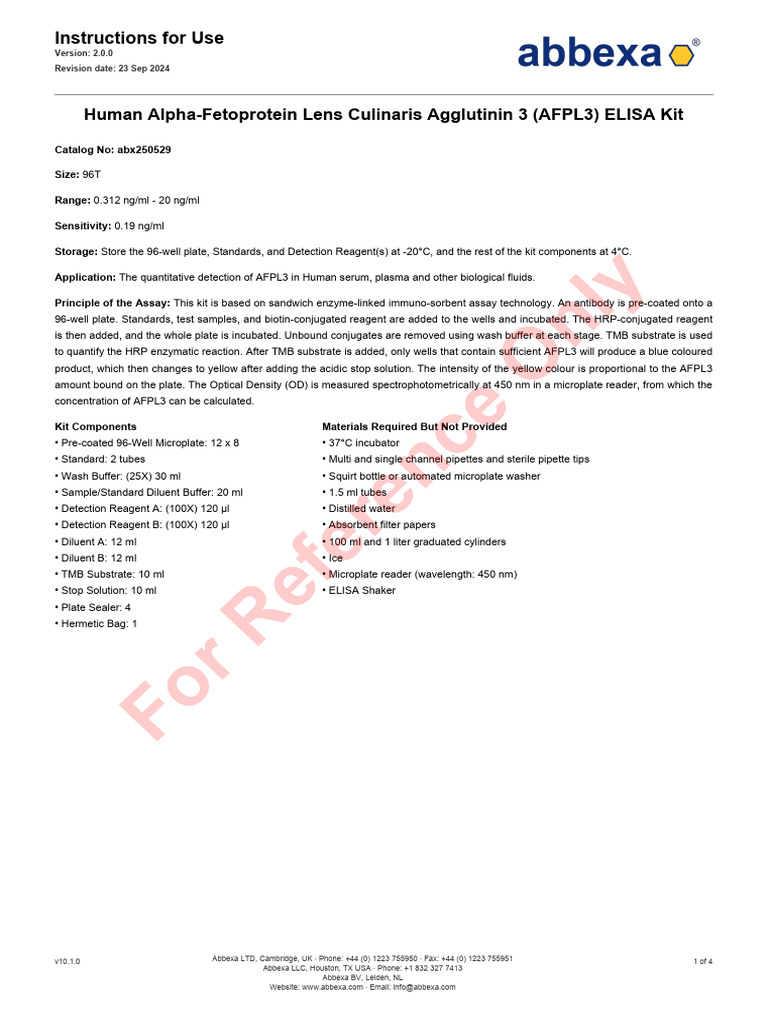 Abbexa Abx250529 Ifu AFP-L3 | PDF | Laboratory Techniques