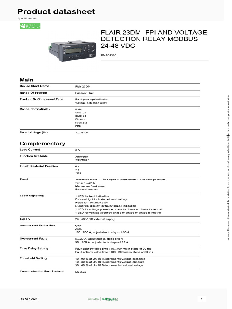 Schneider Electric Easergy-Flair EMS58355 | PDF | Hertz | Voltage