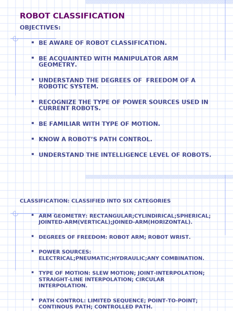 Lec4-Robot Classification | PDF | Actuator | Rotation