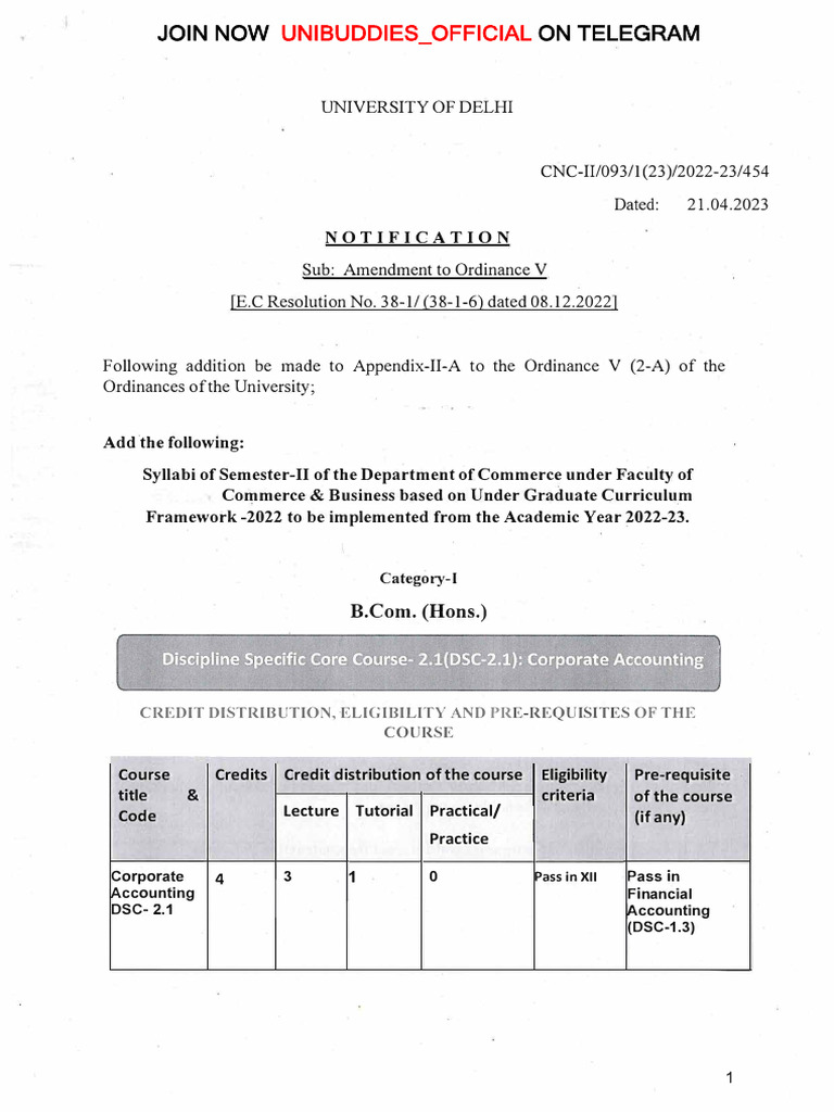 Sem Ii Bcom (H) Syllabi Nep | PDF
