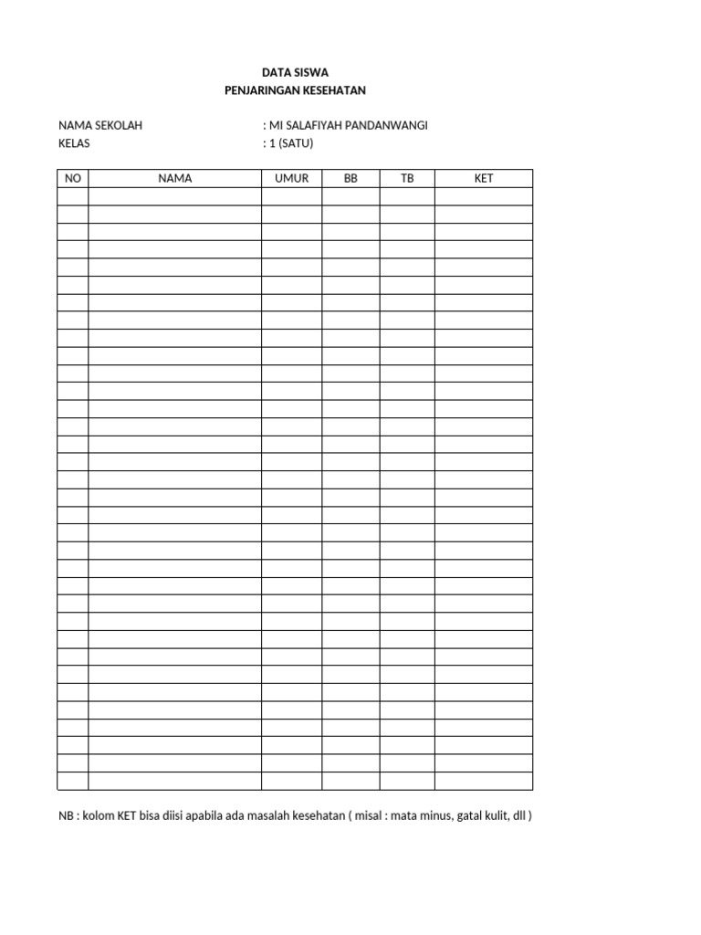 Form Skrining Mi | PDF