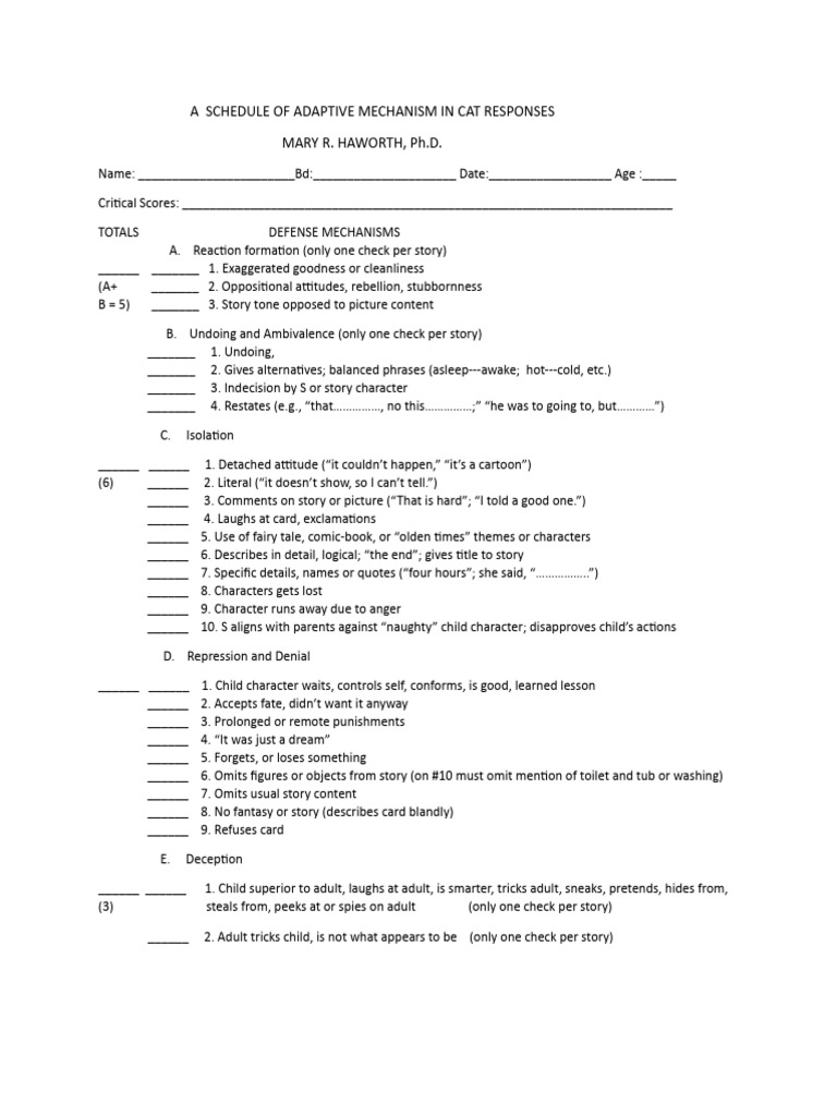 Cat Response Mechanisms Schedule | PDF