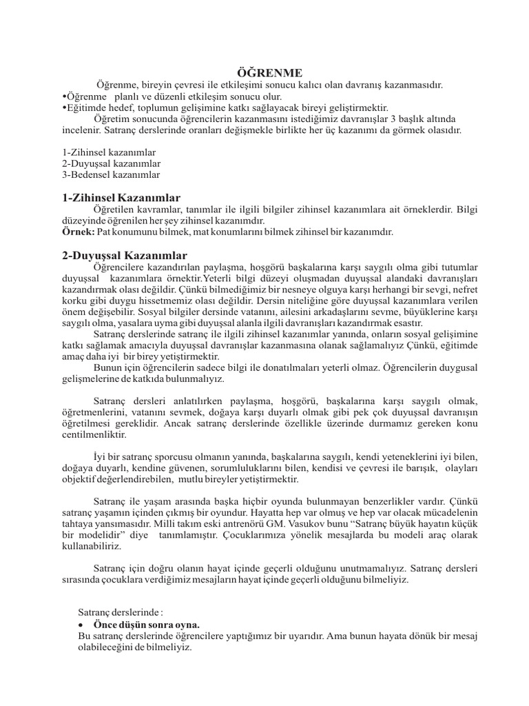 Satrancta Ogrenme | PDF