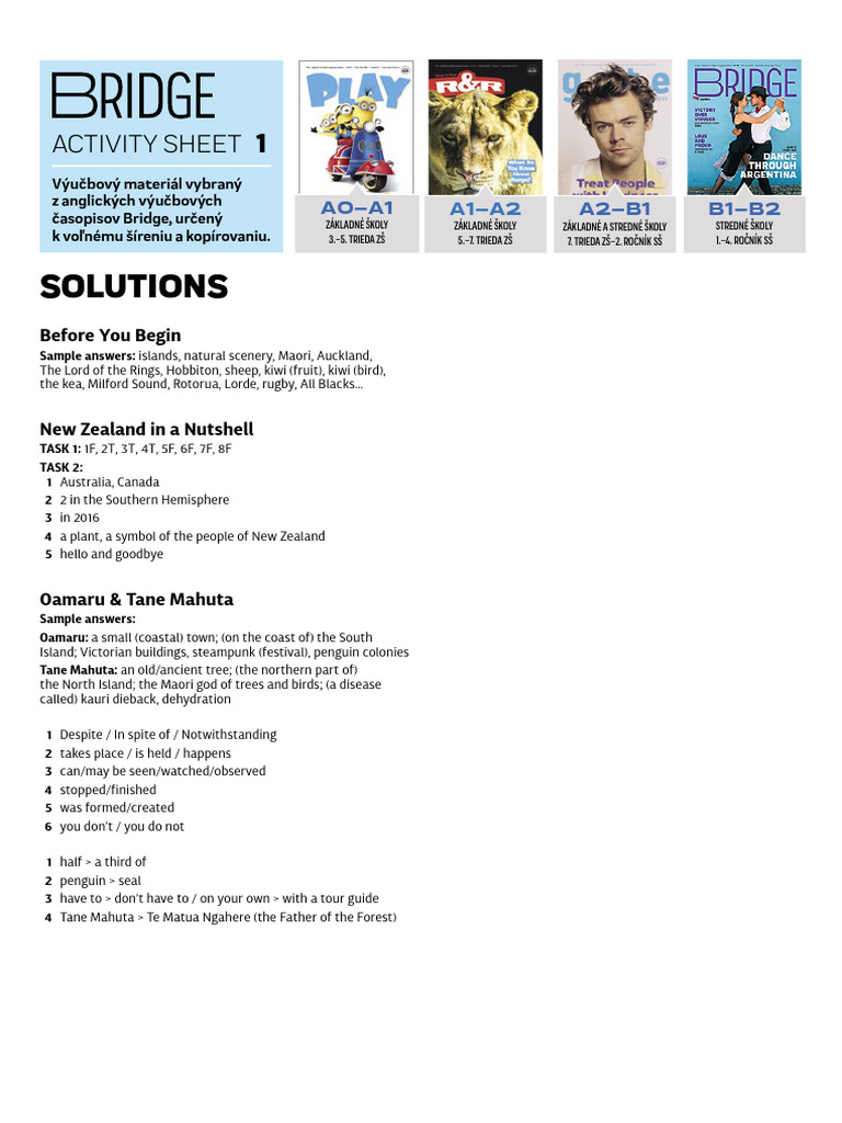 New Zealand - BRIDGE-ACTIVITY-SHEET-01-SK-SOLUTIONS | PDF