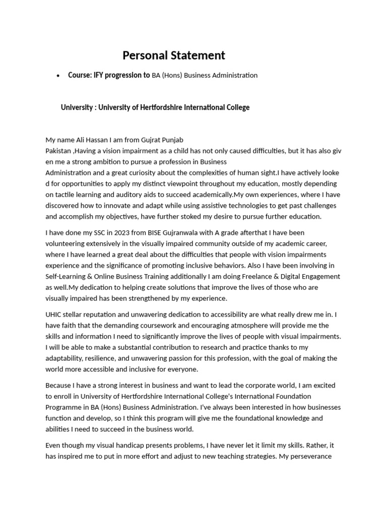 Vision-Impaired Student's Business Aspirations | PDF | Learning | Cognition