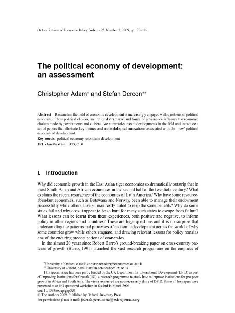 Political Economy of Development Insights | PDF | Economics | Institution