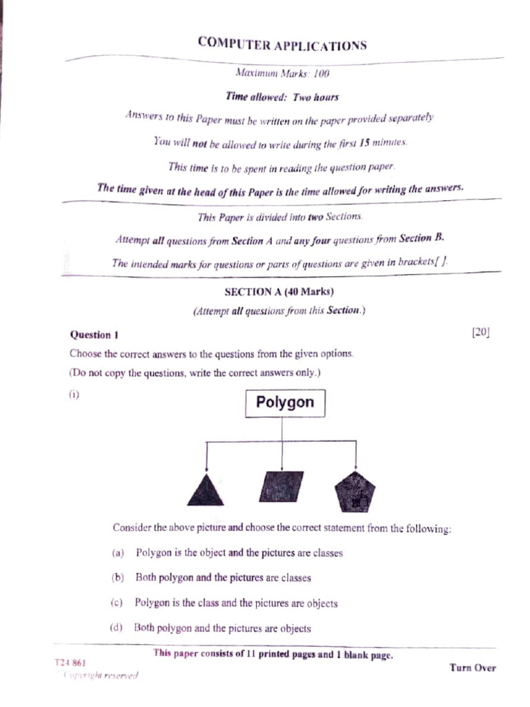 Computer Applications Exam Paper | PDF
