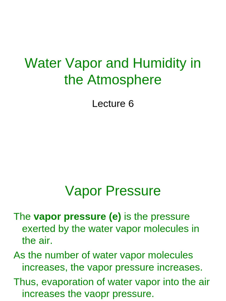 L6 Water Vapour and Humidity | PDF | Humidity | Evaporation