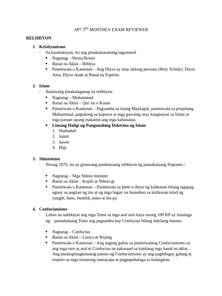 Ap7 3rd Monhly Exam Reviewer | PDF