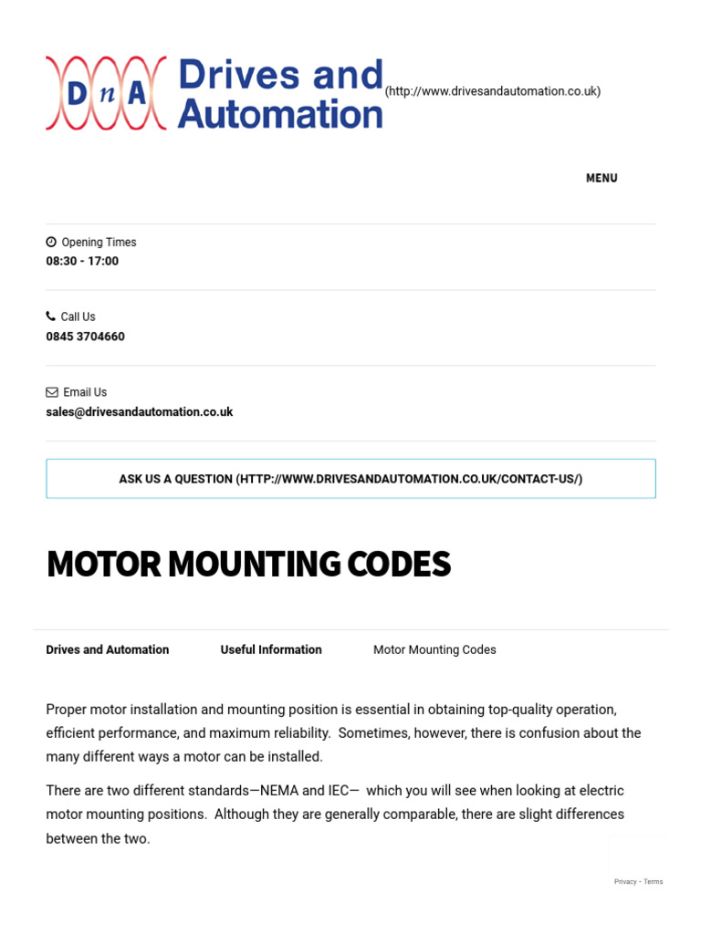 Motor Mounting Codes - Drives and Automation | PDF | Electric Motor ...