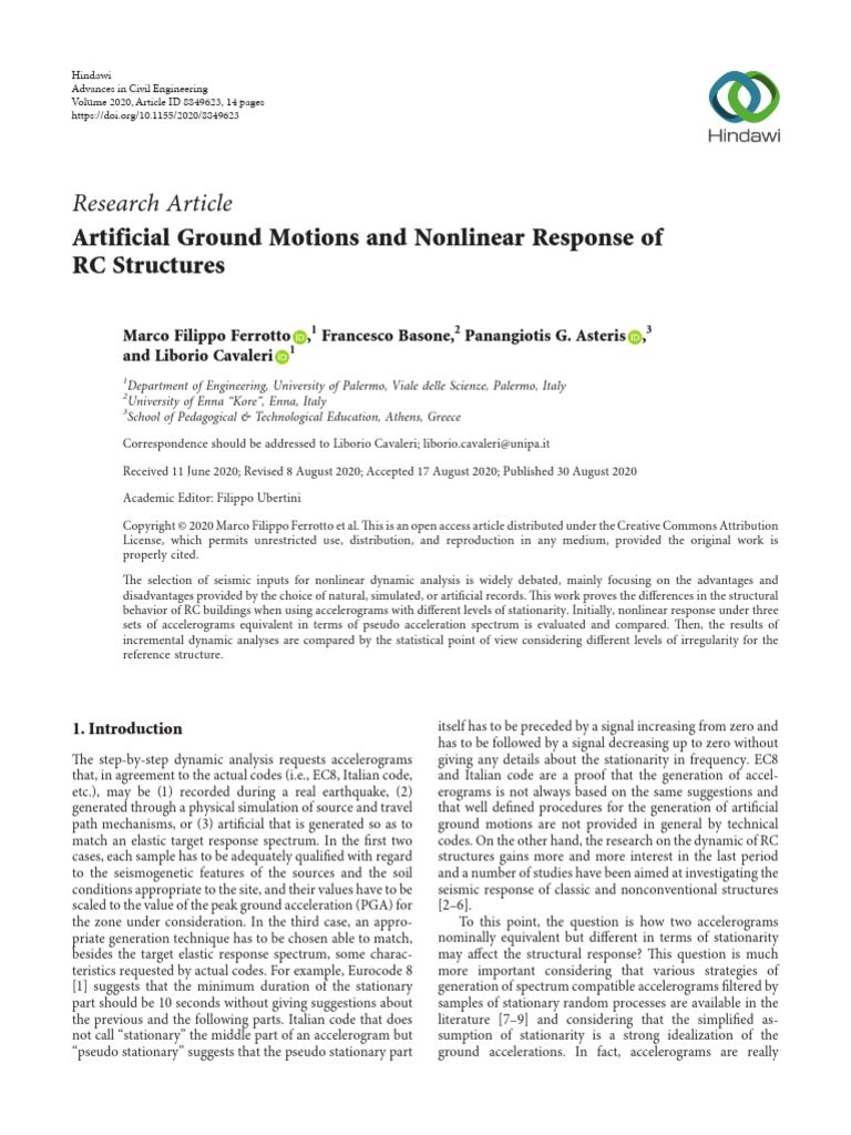 Artificial Ground Motions and Nonlinear Response of RC STRT | PDF ...