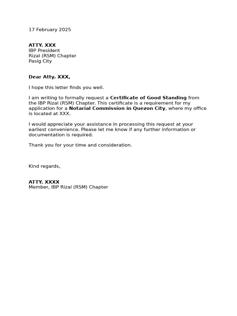 Sample Letter Request For Cert of Good Moral | PDF