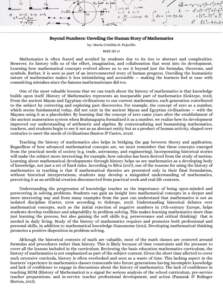 Humanizing Mathematics Through History | PDF | Mathematics | Numbers