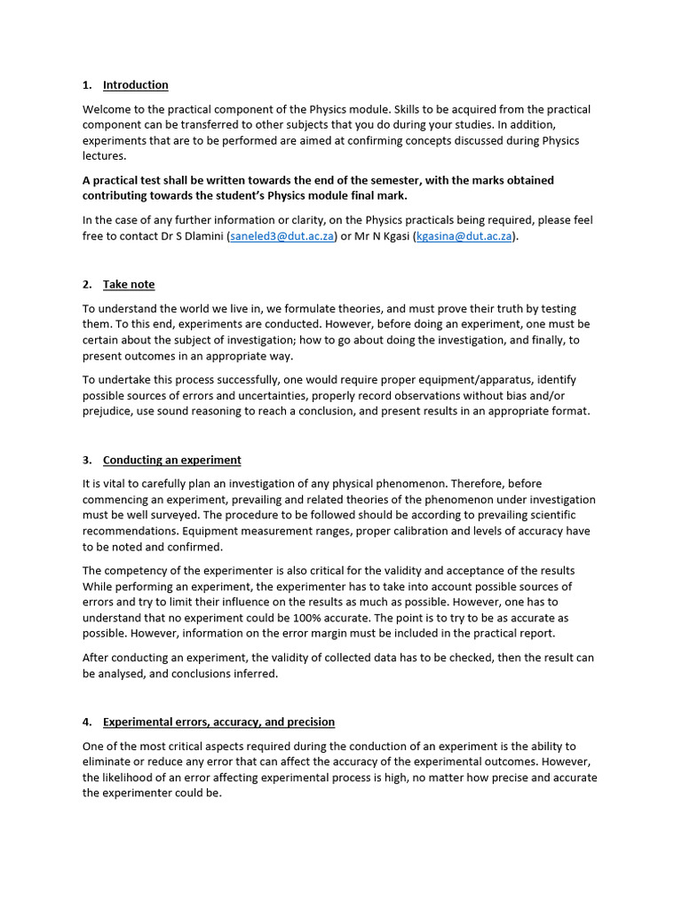 Physics Practical Experiment Guide | PDF | Observational Error | Significant Figures