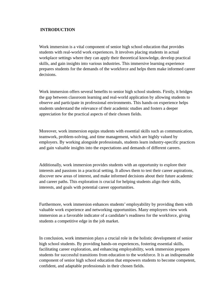 Immersion Work | PDF