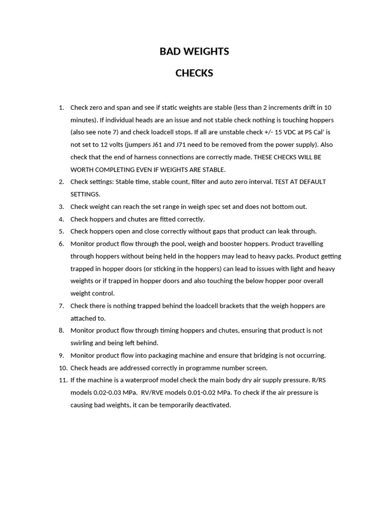 Troubleshooting Bad Weights in Hoppers | PDF
