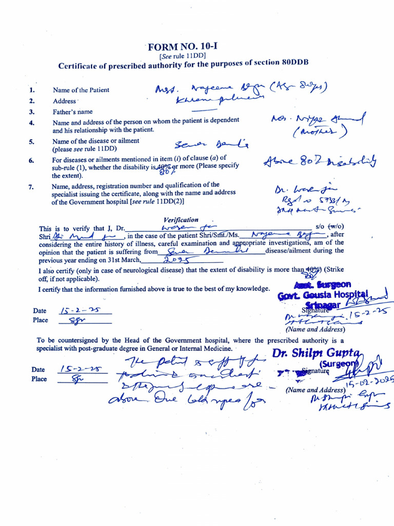Certificate for Section 80DDB Eligibility | PDF | Medical Prescription ...