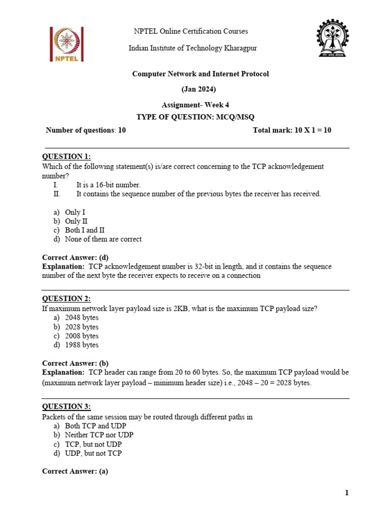 CNIP Assignment 04 JanApr2024 | PDF | Transmission Control Protocol ...