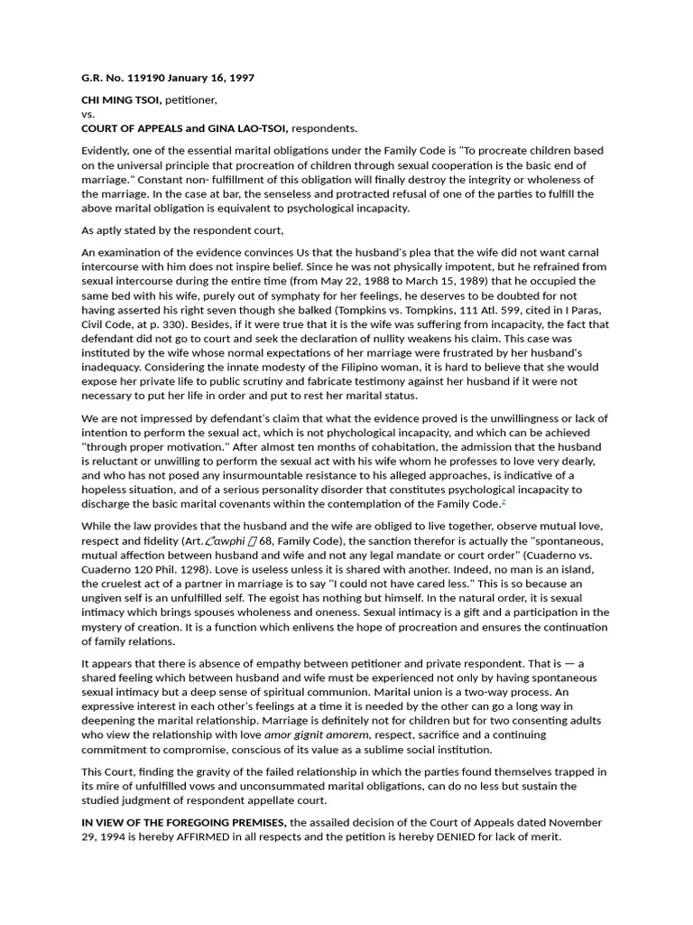 Psychological Incapacity Jurisprudence | PDF | Marriage | Husband