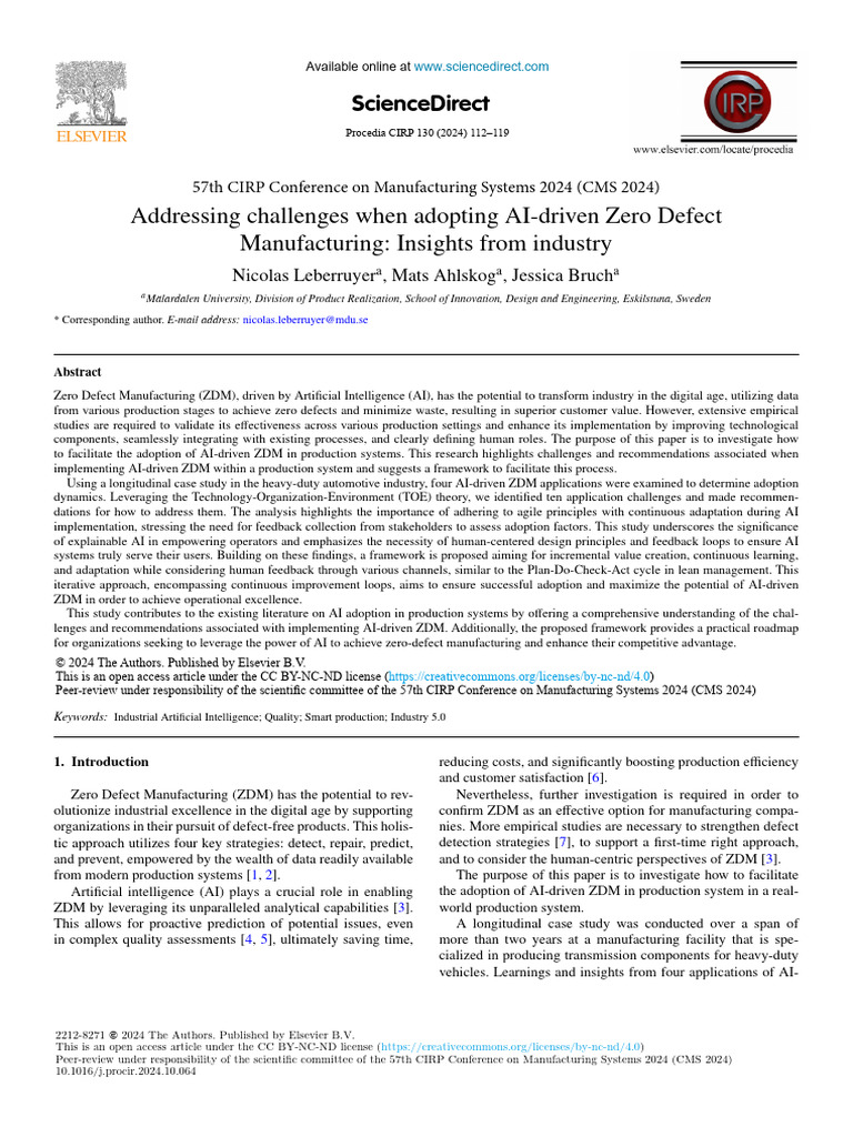 Addressing Challenges When Adopting AI Driven Zero Defect Manu - 2024 ...