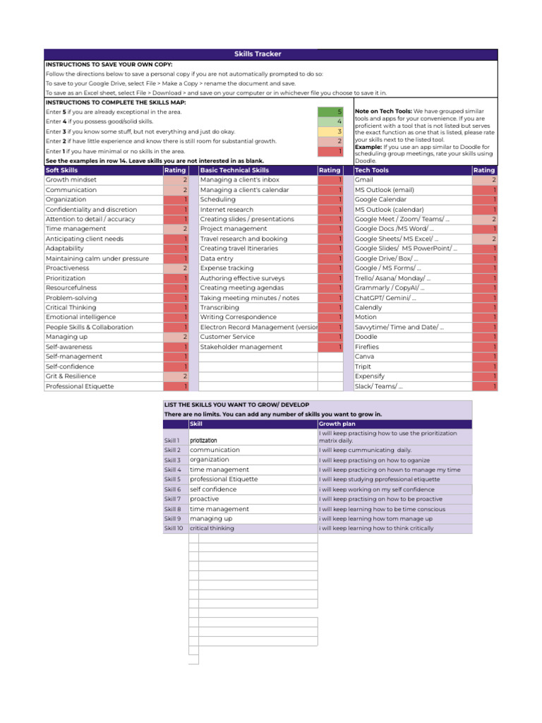 Skills Tracker for Professional Growth | PDF | Microsoft Outlook ...