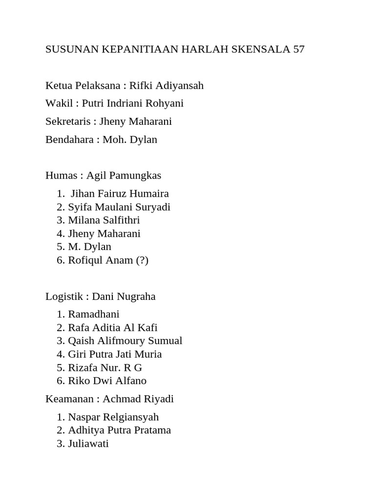 Panitia Harlah Skensala 57 | PDF