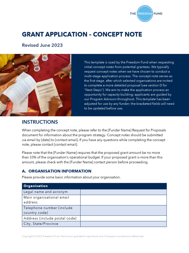 Grant Application Concept Note Funding Frontline Impact June 2023 | PDF ...