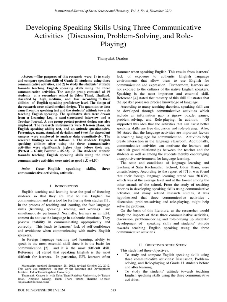 Developing Speaking Skills Using Three C | PDF | English As A Second Or Foreign Language | Learning