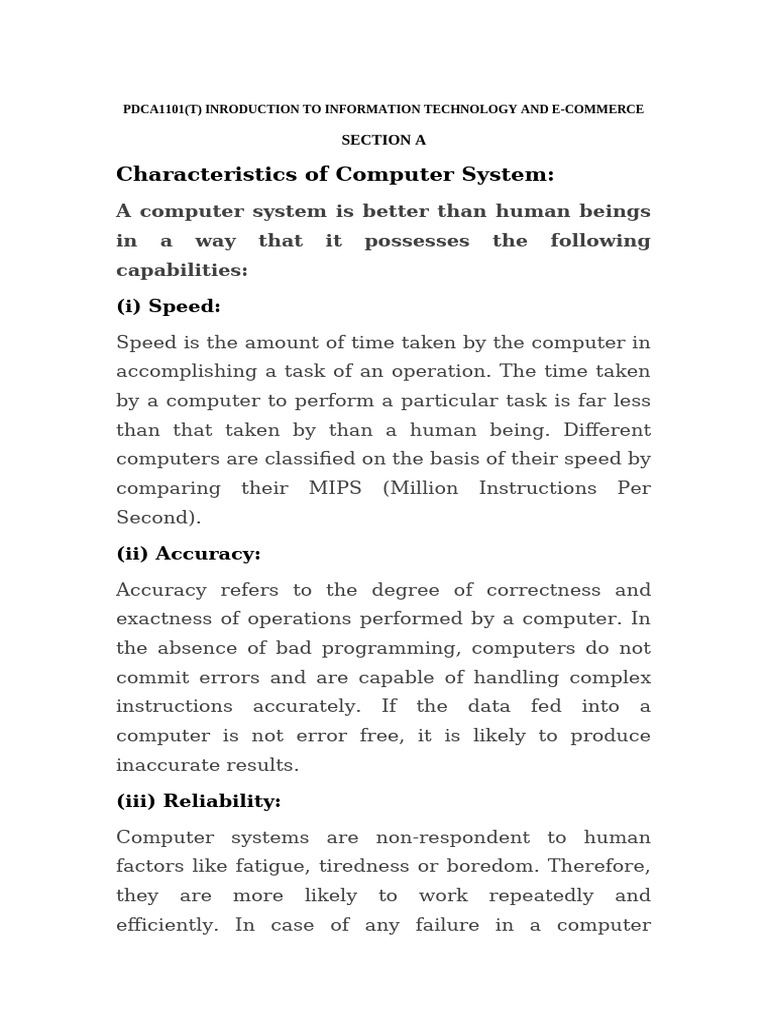 Characteristics of Computer System | PDF | Computer Data Storage ...