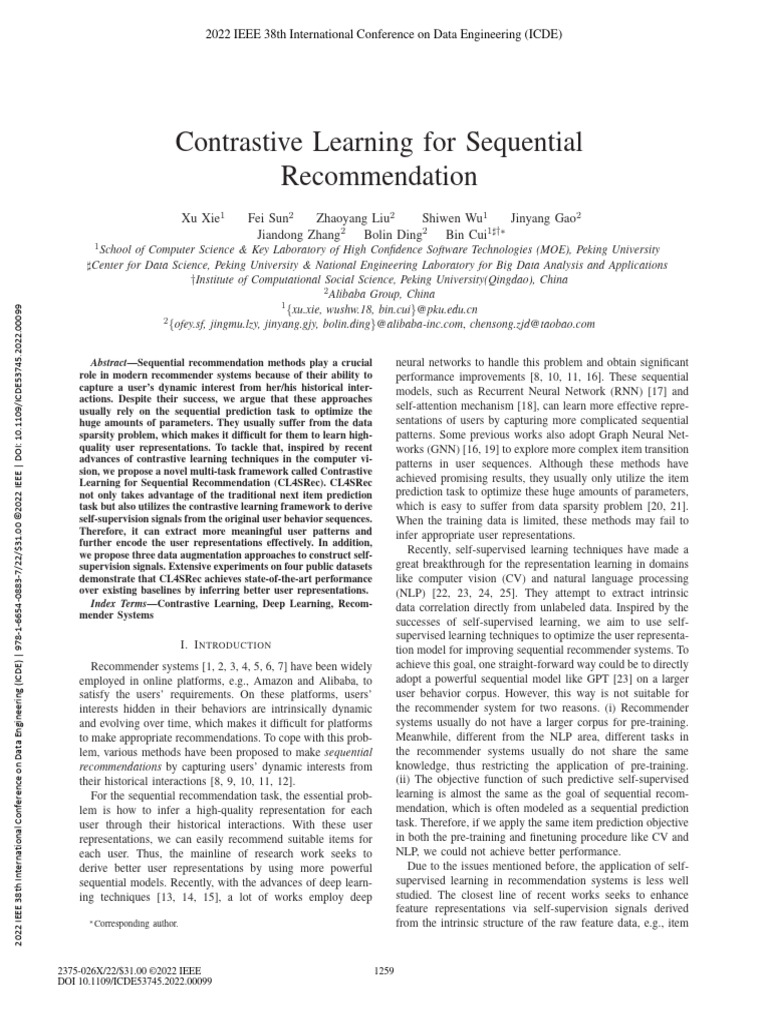 Contrastive Learning For Sequential Recommendation | PDF | Deep Learning | Visual Cortex