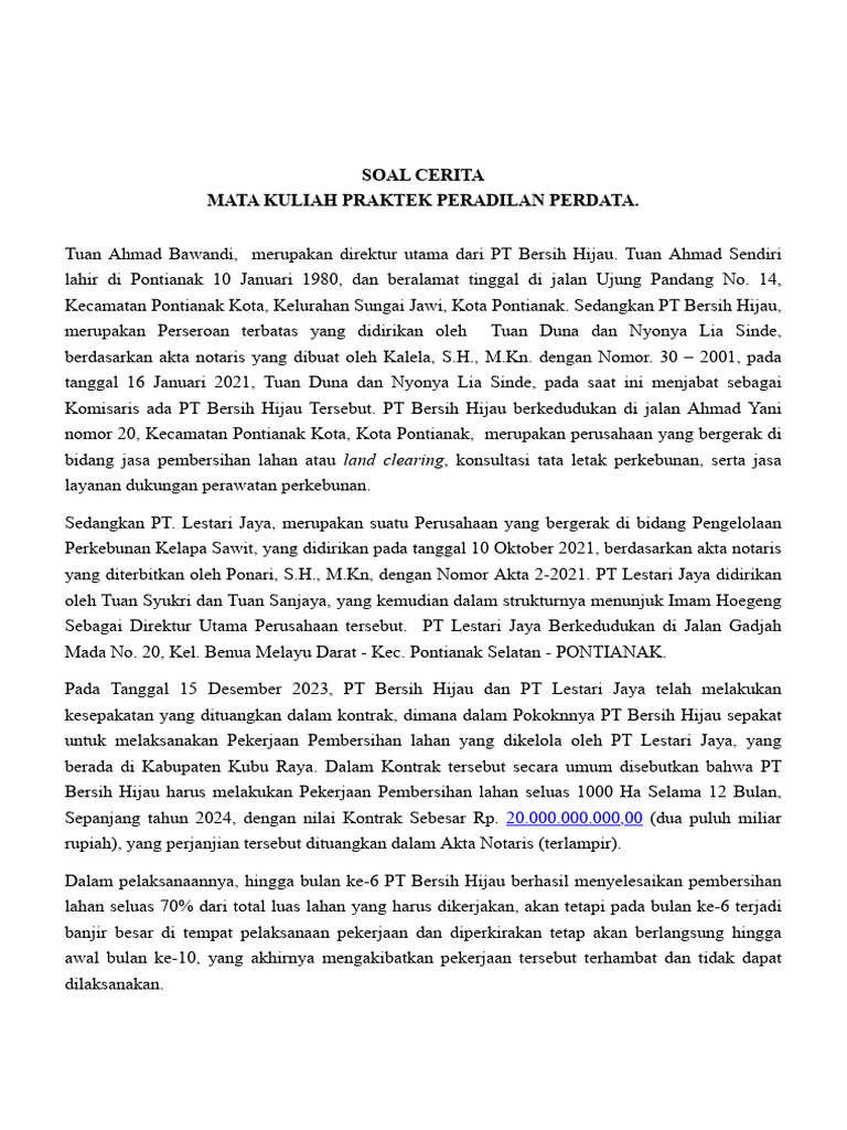Soal Praktek Peradilan Perdata | PDF