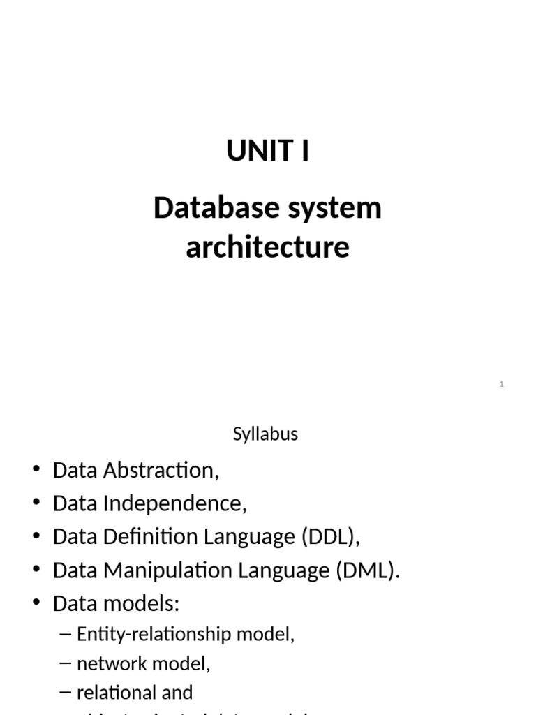 UNIT I | PDF | Databases | Conceptual Model
