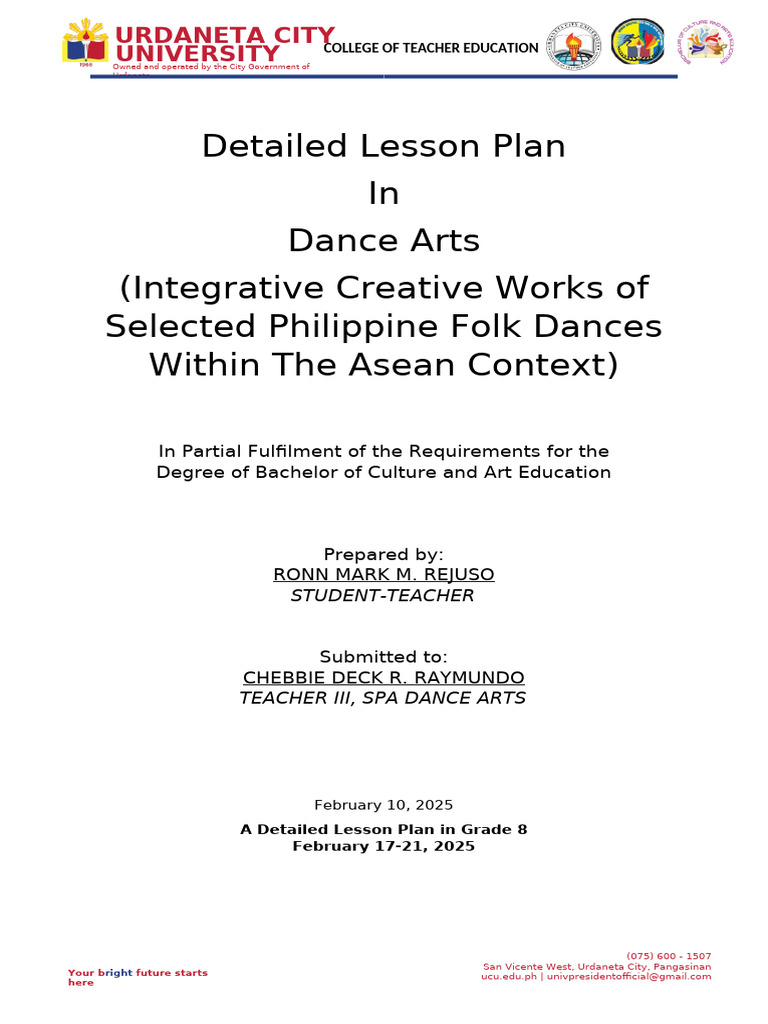 Grade 8 Dance Arts Lesson Plan | PDF | Dances | Teachers