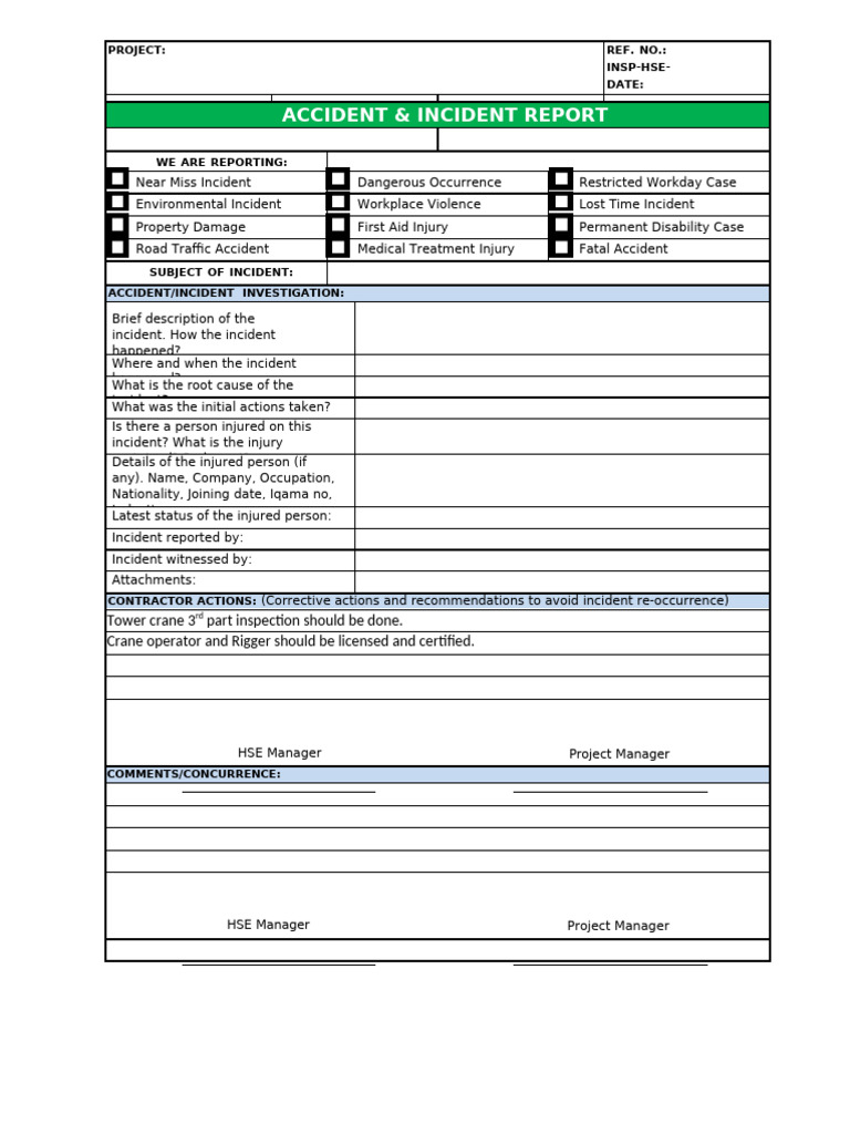 Accident & Incident Report | PDF