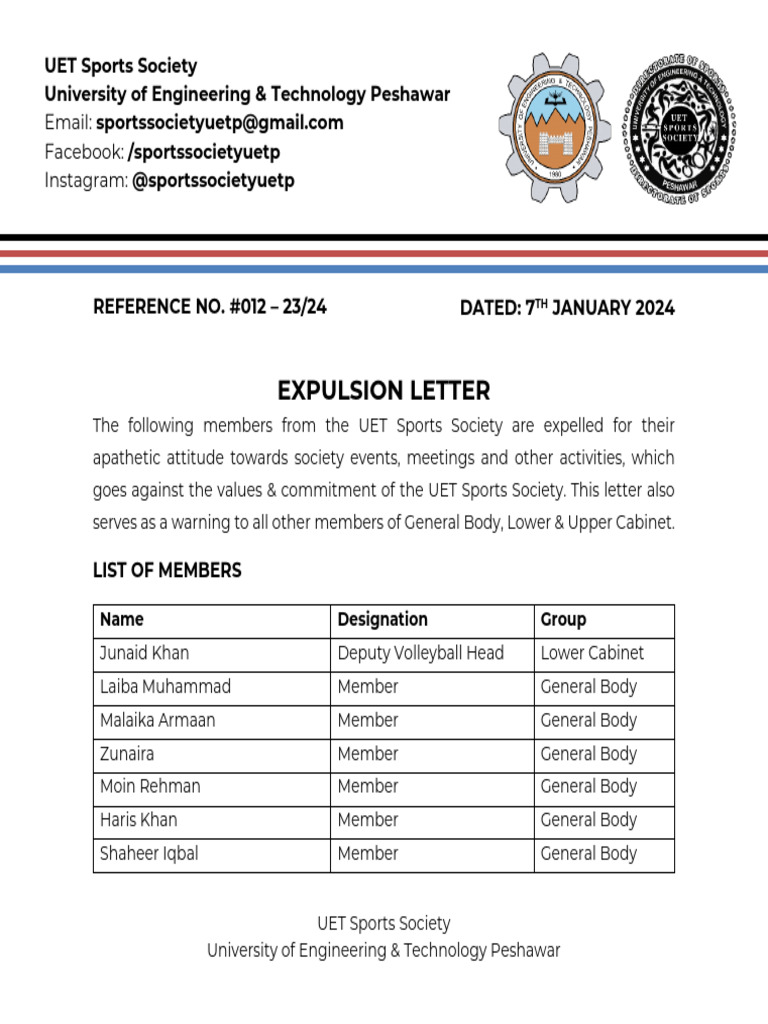 012 Expulsion Letter | PDF